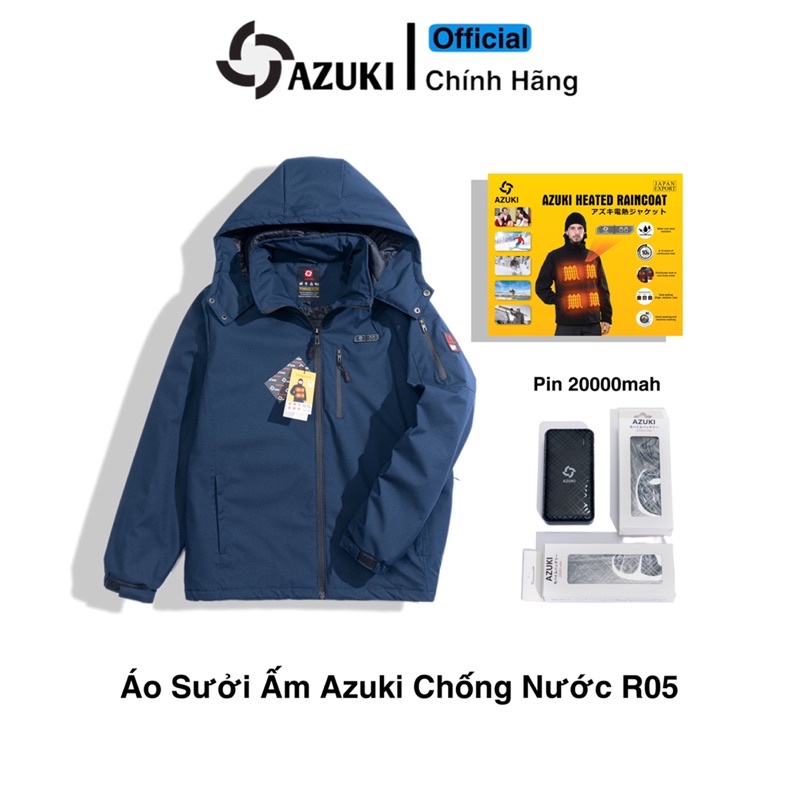 Áo Sưởi Azuki Raincoat R05 Chống Mưa Tuyệt Đối Pin 20000mah Thời Gian