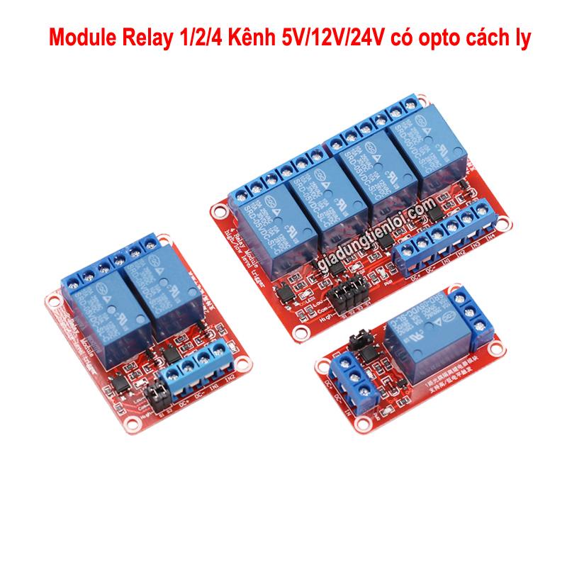 Module Relay 1/2/4 Kênh 5V /12V/24V có opto cách ly - Kích HIGH/LOW ...
