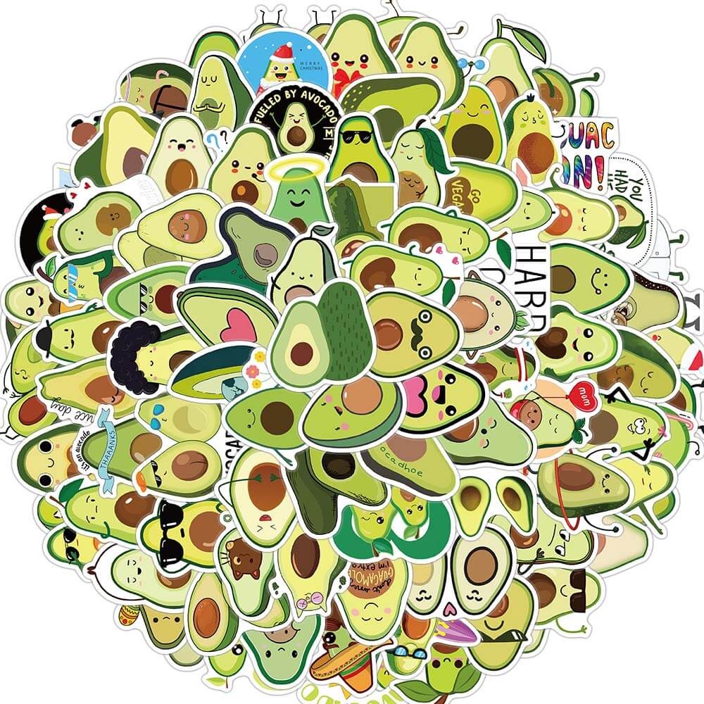 Combo 50 Sticker BƠ AVOCADO DỄ THƯƠNG hình dán chống nước dán mũ bảo ...