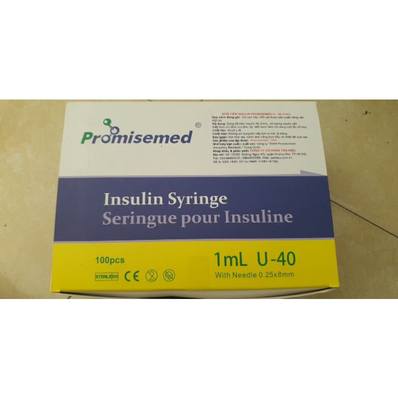 Hộp 100 chiếc xi lanh tiêm Thẩm mỹ, Bơm kim tiêm tiểu đường 40ui/100ui ...