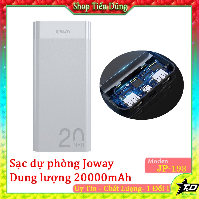 Sạc dự phòng Joway dung lượng 20000mAh có 2 cổng ra USB hàng chính hãng ...