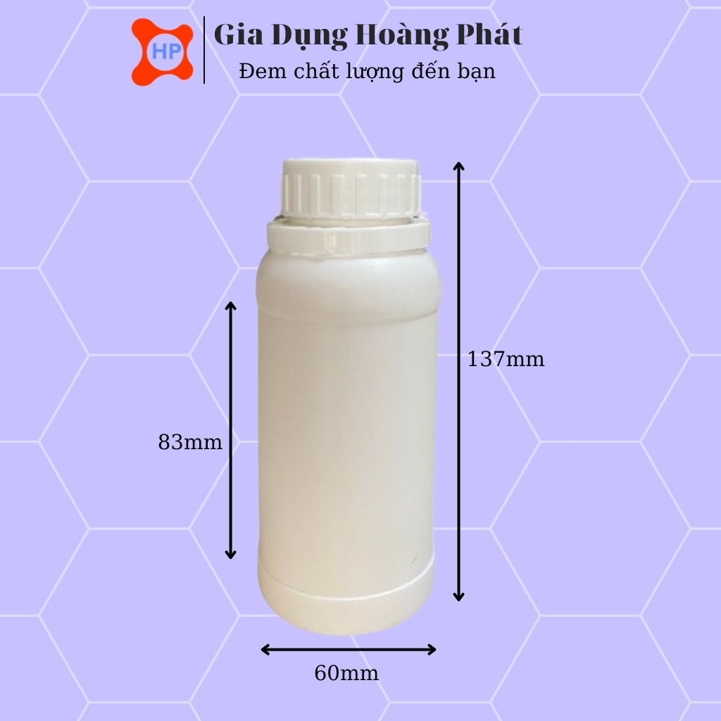 Chai Nhựa HDPE (250ml - 500ml - 1000ml) - Nắp Trắng / Xanh Màu Ngẫu Nhiên + Seal Chống Tràn Khò ...
