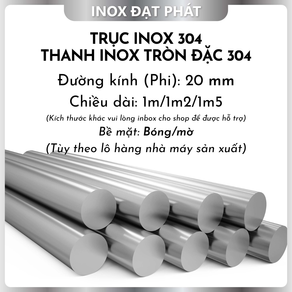 Trục Inox Đặc 304/ Thanh Inox Tròn Đặc 304 phi 20.0 / 20 ly, Chiều dài ...