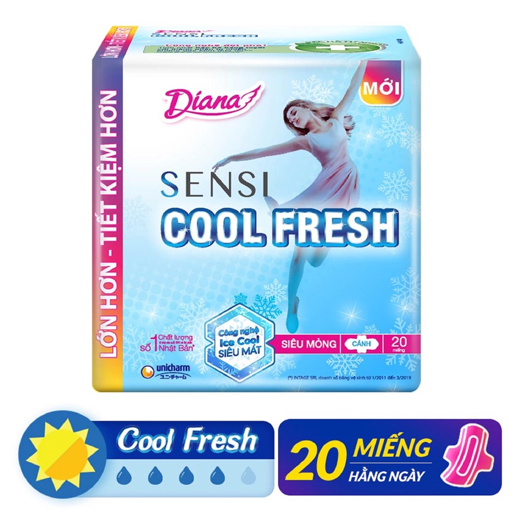 BVS băng vệ sinh Diana Sensi Cool Fresh có cánh 20 miếng | Shopee Việt Nam