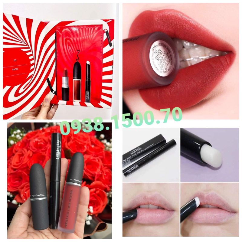 SET SON MAC Prep + Powder Kiss Lip Set Chili (Fullsize 3 Cây) | Shopee ...