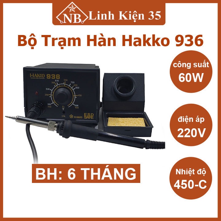 Mỏ hàn thiếc, trạm hàn Hakko 936 220v 60w, mỏ hàn chì điều chỉnh nhiệt độ từ 200 đến 480 độ ...