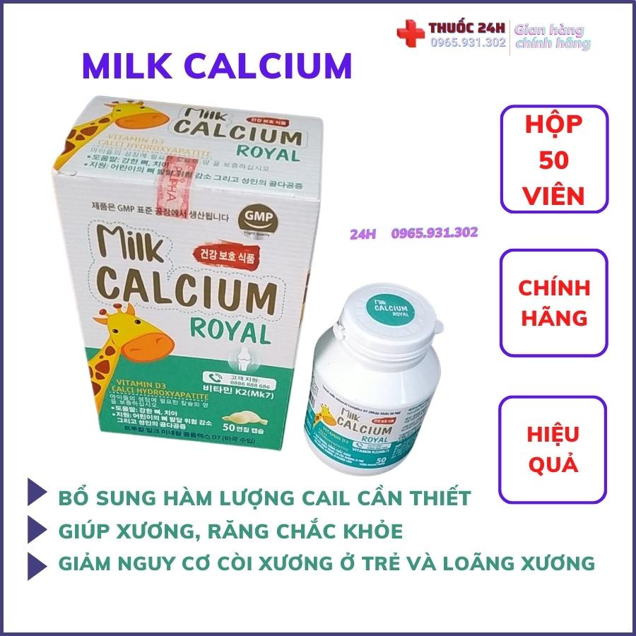 Canxi sữa, Milk Calcium Royal 50 viên, giúp xương, răng chắc khỏe, giảm nguy cơ còi xương ở trẻ ...