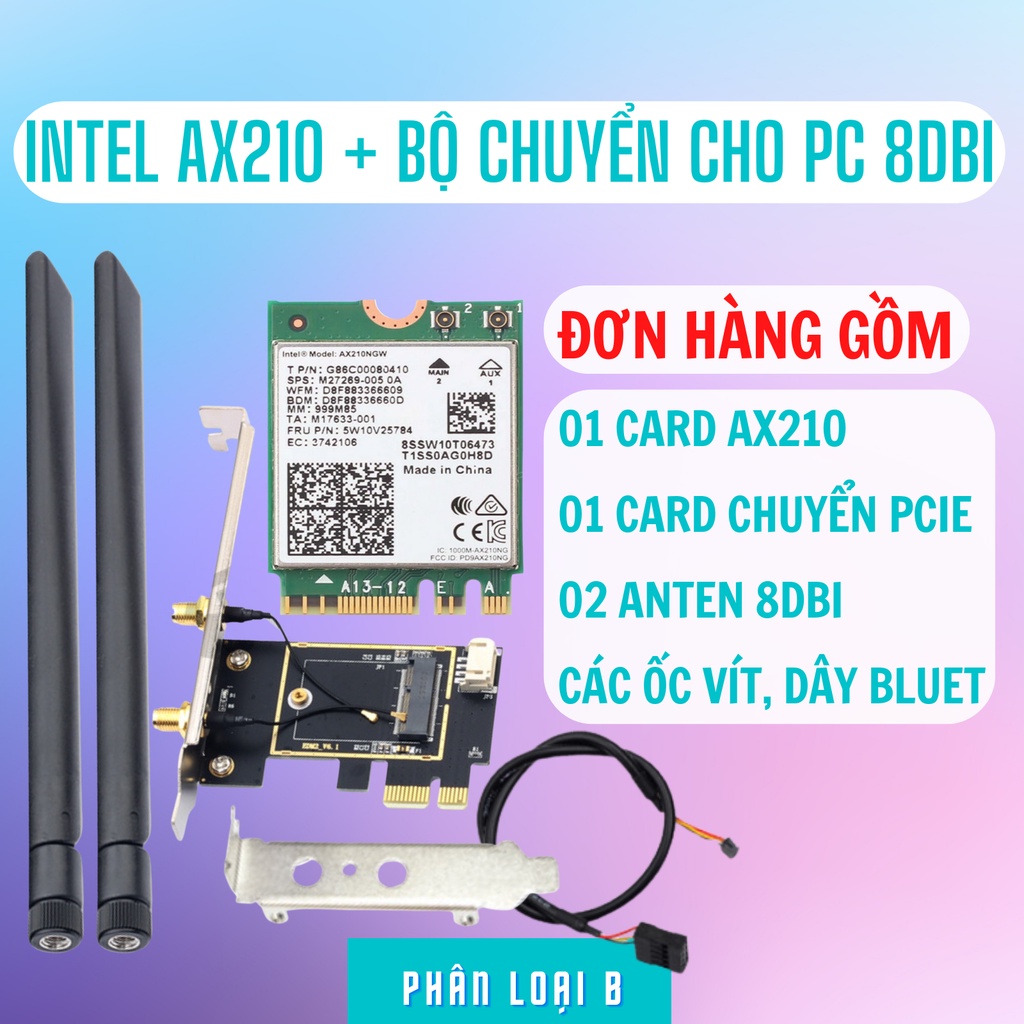 Card Wifi 6E Intel AX210 6GHz 3 băng tần Bluetooth 5.3 Gaming - Wifi6 ...
