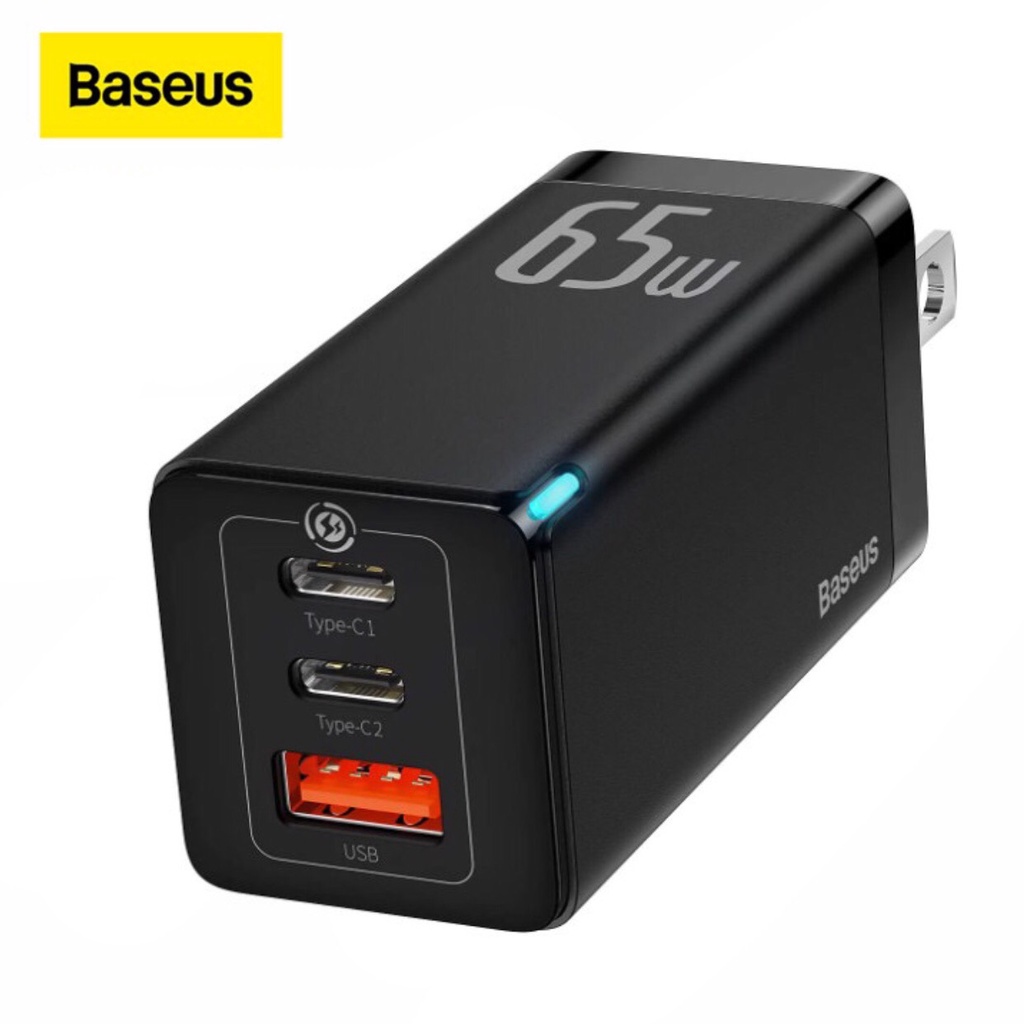 Củ sạc nhanh Baseus gan 65w 3 cổng - Cục kèm dây dùng cho laptop điện thoại ... | Shopee Việt Nam