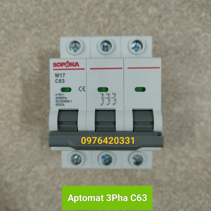 Aptomat 3 Pha 63A, Át 3 Pha C63 SOPOKA | Shopee Việt Nam