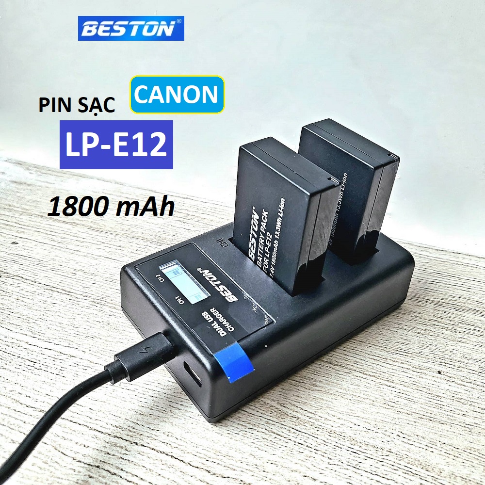 Bộ Pin LP-E12 1800mAh + Sạc Beston Dùng Cho Máy Ảnh Canon EOS M10 M50 M100 M200 100D 200D 250D ...