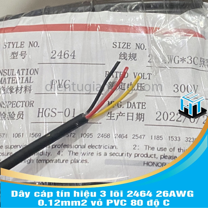 1 mét Dây cáp tín hiệu 3 lõi 2464 26AWG 0.12mm2 vỏ PVC 80 độ C | Shopee ...