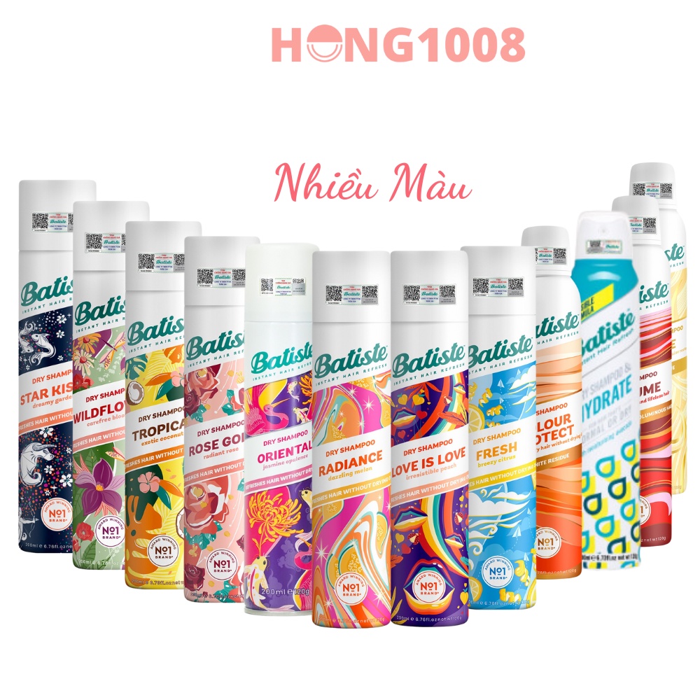 Dầu Gội Khô Batiste Dry Shampoo 200ml - 120g của Anh - Dành Cho Tóc Dầu, Không Cần Dùng Nước ...