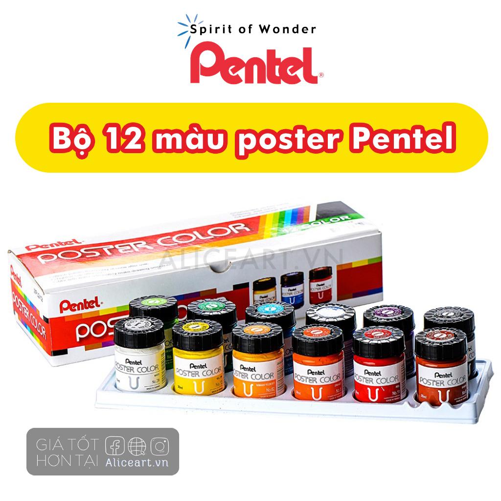 Màu Poster Color Pentel 12 màu lọ thủy tinh 30ml 12ml vẽ trang trí ...