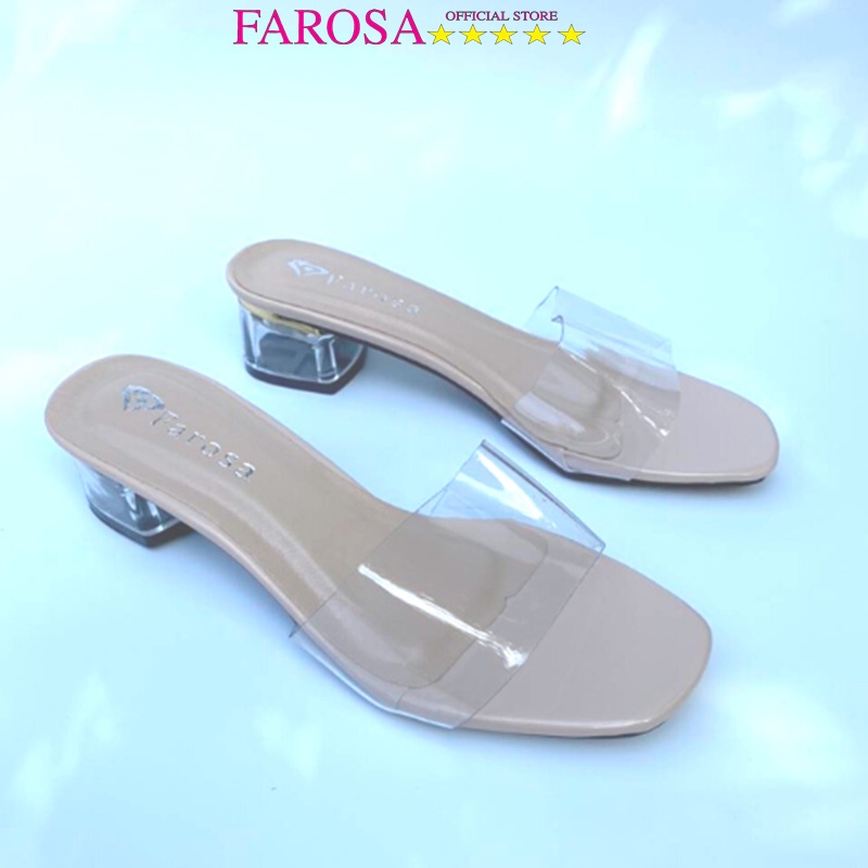 Dép nữ quai ngang FAROSA gót trong 3 phân bọc viền siêu hót trend ...