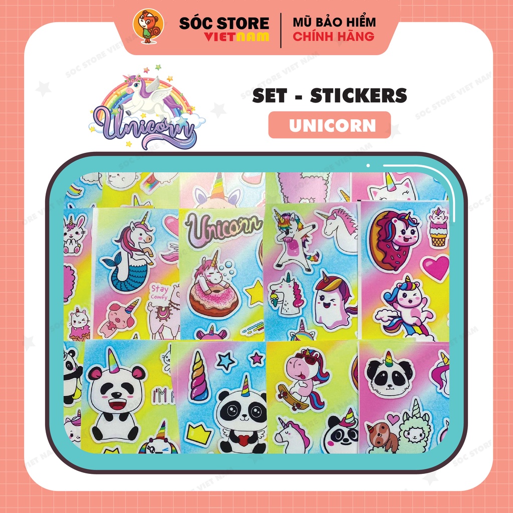 Sticker UNICORN Sóc Store chống nước custom, dán trang trí mũ bảo hiểm ...
