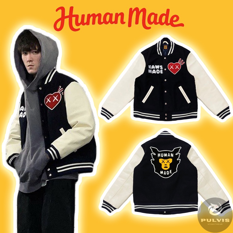 ⚡️[Hight Quality] - Áo Khoác HUMAN MADE X KAWS Varsity Jacket Navy, Áo ...