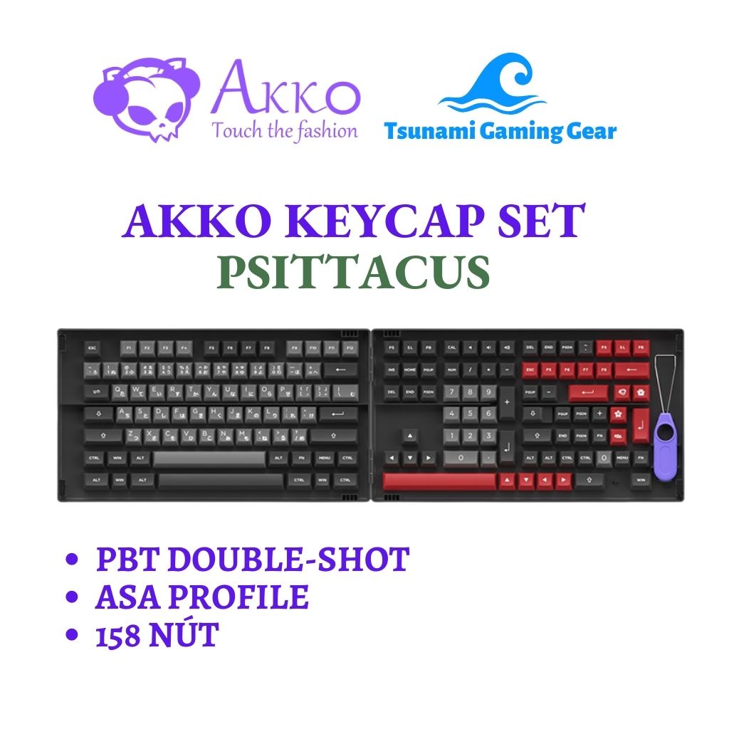 Bộ keycap AKKO Psittacus (PBT DoubleShot/ ASA profile/ 158 nút ...
