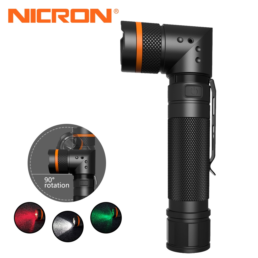 Nicron Đèn Pin Mini Xoay 90 Độ Chống Nổ ip64 / Xanh Lá / Trắng 18650 ...