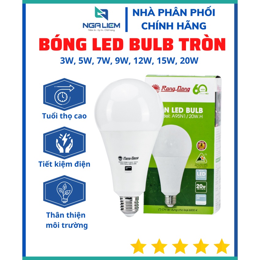 Bóng Đèn Led Rạng Đông 3W,5W,7W,9W,12W,15W,20W,30W, Led Bulb Tròn, Ánh ...