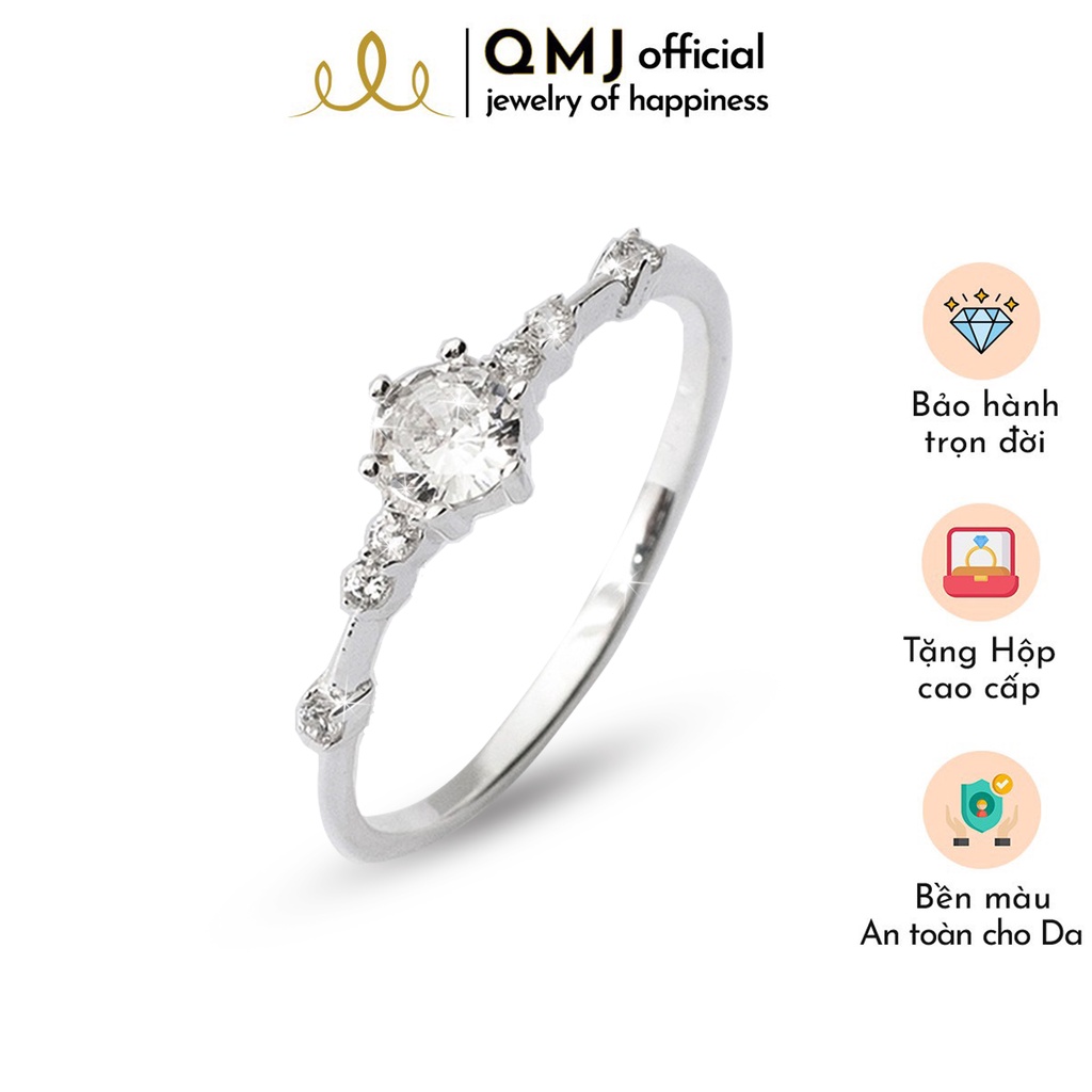 Nhẫn bạc nữ đẹp Snow White nạm đá lấp lánh QMJ - Q380 | Shopee Việt Nam