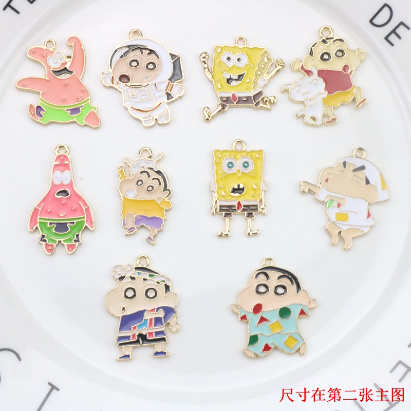 Phụ kiện hợp kim phủ dầu hình SpongeBob, Star, Shin-chan Bông tai, móc ...