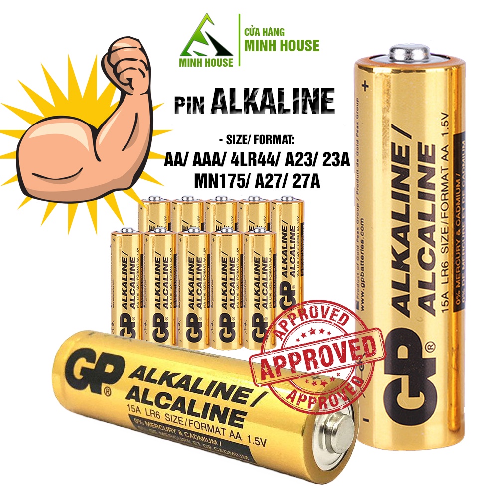 Vỉ 4 6 8 10 viên pin kiềm AA 2A, AAA 3A Pin tiểu, đũa GP Alkaline 1.5V ...