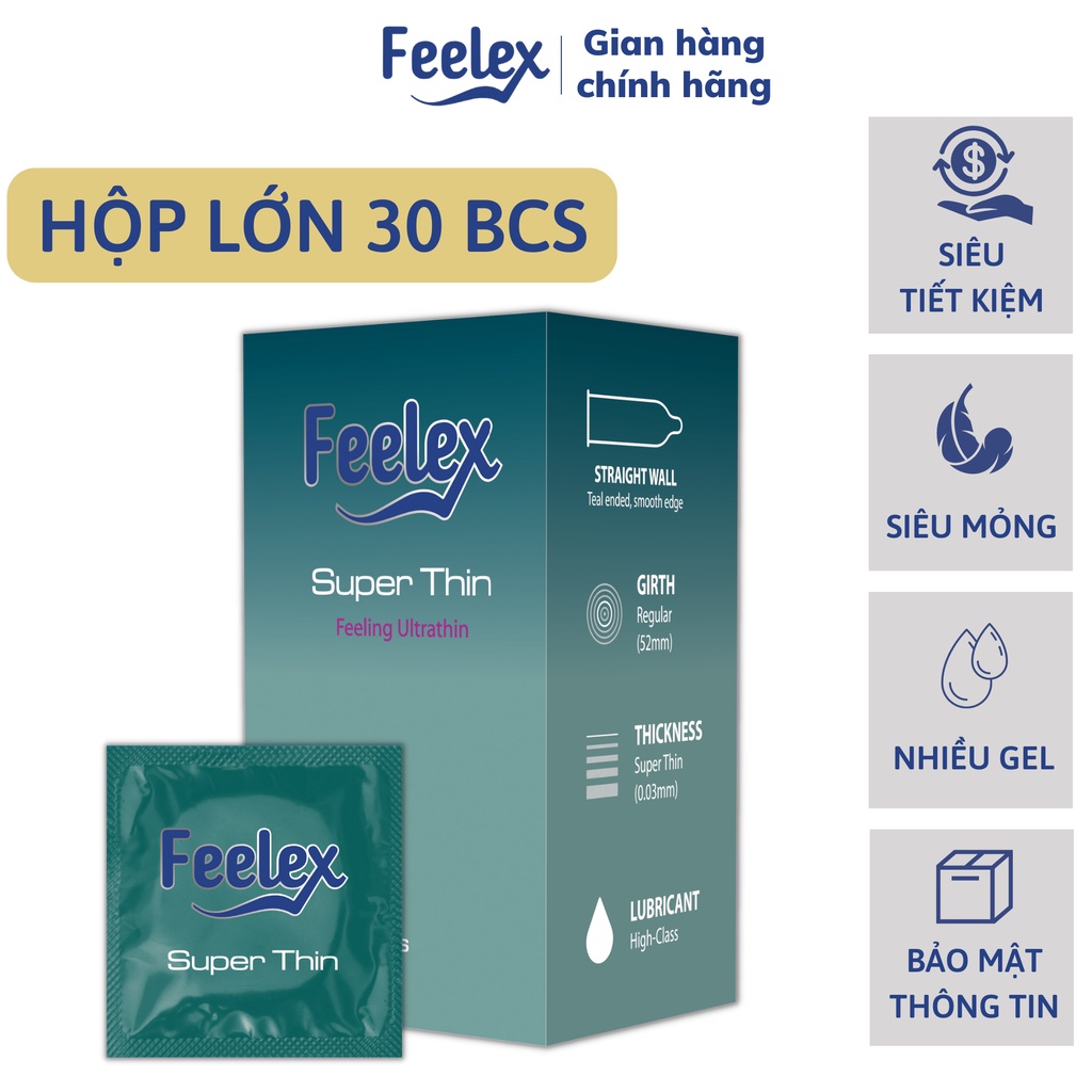 Bao cao su Feelex superthin hộp 30 bcs | Shopee Việt Nam