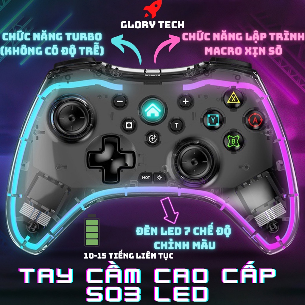 ⚽️ Chuyên FIFA ONLINE 4 ⚽️ Tay Cầm Chơi Game - GamePad SO3 LED 7 Màu Trong Suốt Cho PC|LAPTOP ...