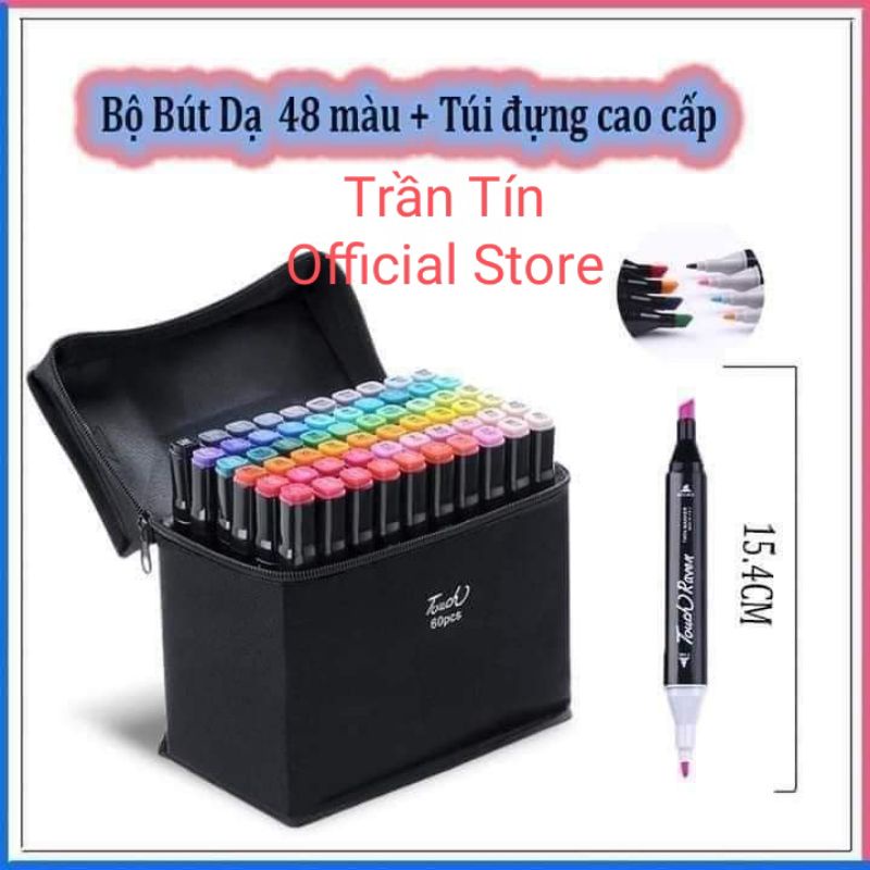 Bút vẽ Marker Color 48 màu tặng kèm túi bút dạ viết - vẽ 2 đầu chuyên ...