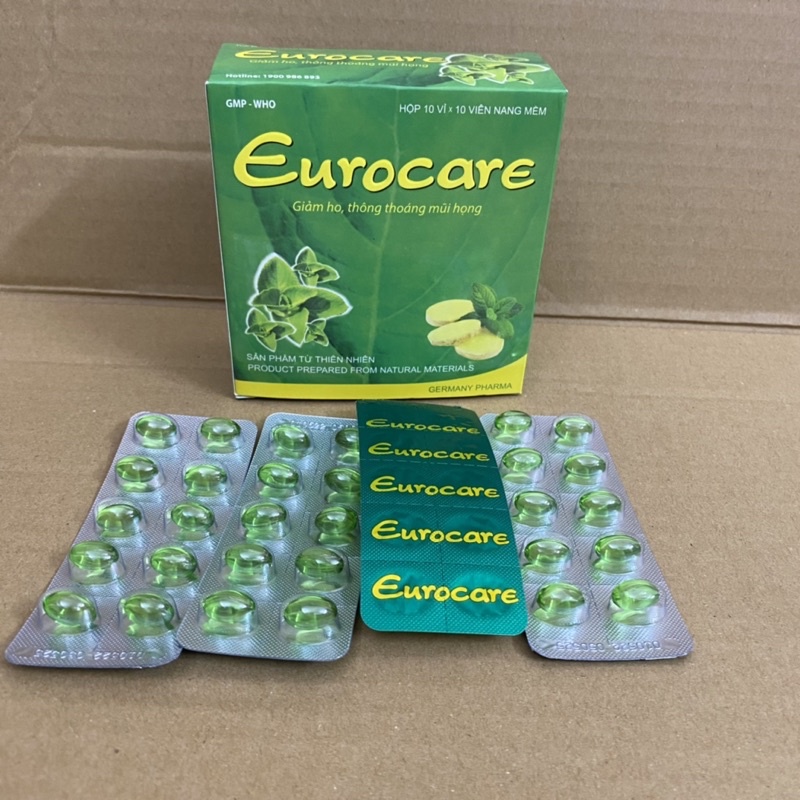 Hộp 100 viên uống giảm ho thảo dược EUROCARE FORTE giảm hắt hơi sổ mũi ...