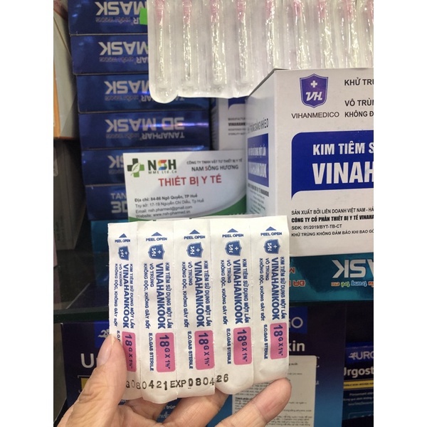 [HỘP 100 CÂY] Kim tiêm 18G VINAHANCOOK ĐẦU KIM SẠC LẤY THUỐC 18G ...