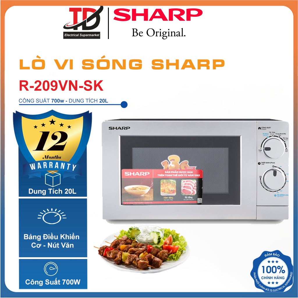 Lò Vi Sóng Sharp R-209VN-SK, Dung Tích 20Lit, Bảo Hành 12 Tháng | Shopee Việt Nam