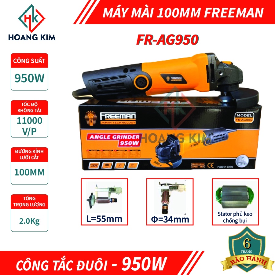 Máy mài góc Freeman 950w, Công tắc đuôi, 100% dây đồng (FR-AG950 ...