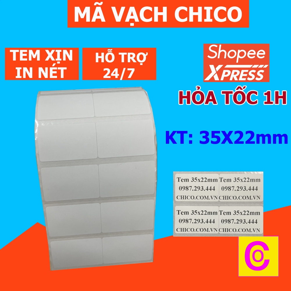 Giấy In Mã Vạch 2 Tem 35x22 (Cuộn) - Decal Nhiệt 2 Tem 72x22 mm, cuộn ...