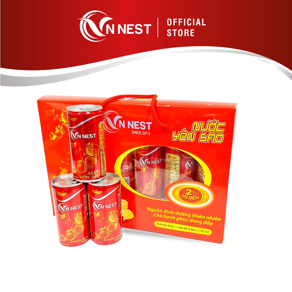 Nước yến nguyên chất 6 lon nước yến 2% tổ yến/lon 190ml VNNEST - Yến sào nguyên chất chính hãng ...
