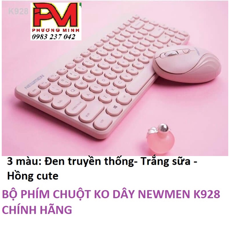 Combo phím và chuột không dây siêu đáng yêu NEWMEN K928 D928 (hồng, đen, trắng) _Hàng chính hãng ...