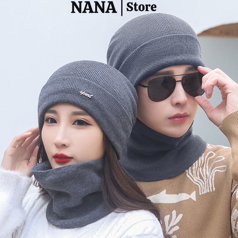 Mũ len trùm đầu nam nữ NANA nón len nam nữ kèm khăn quàng cổ mùa đông ...