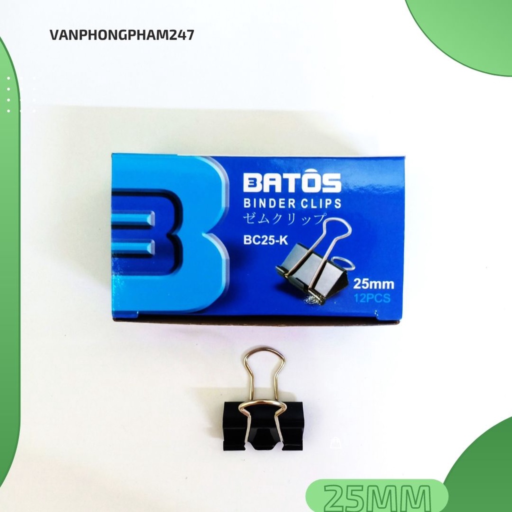 KẸP BƯỚM BATOS - Kẹp giấy đen 15mm/19mm/25mm/32mm/41mm/51mm - Hộp 12 ...
