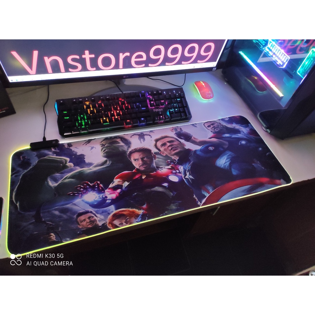 Lót chuột led rgb PDGAMING 50 mẫu pad chuột cỡ lớn fullbox 90x40 80x30, chống trượt siêu bền ...