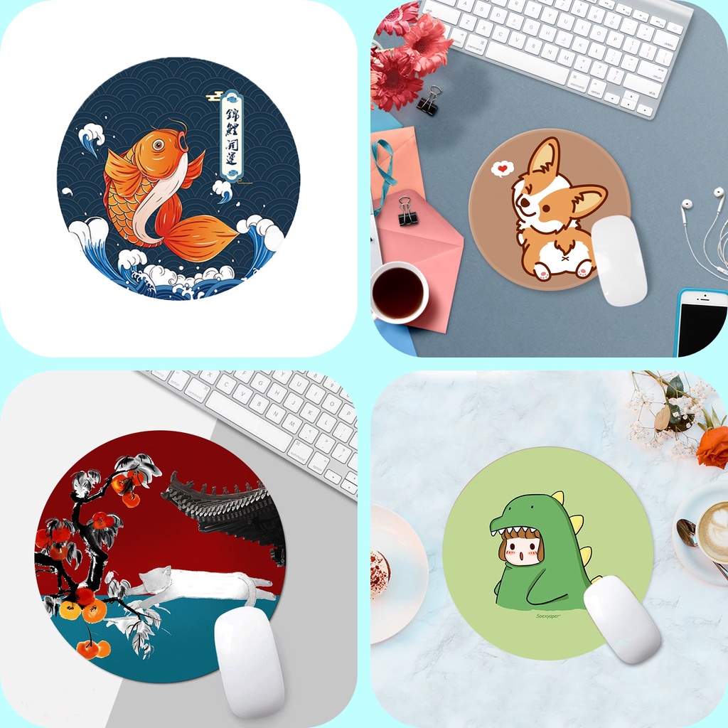 Miếng Lót Chuột Tròn Mouse Pad 20cmx20cm Chó Mèo Cá Mẫu Mới Update sỉ ...