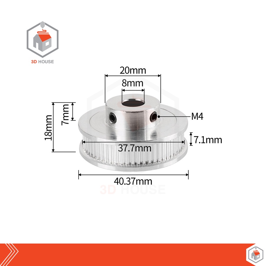 Puly GT2 60 Răng Bản Đai 6-10mm Trục 5/6/6.35/8/10/12/14mm cho Máy In ...