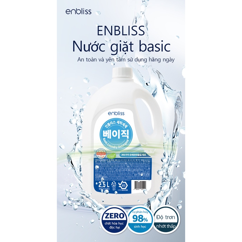 COMBO 2 Can Nước giặt gốc thực vật Enbliss Basic Hàn Quốc can 2,5l x 2 ...