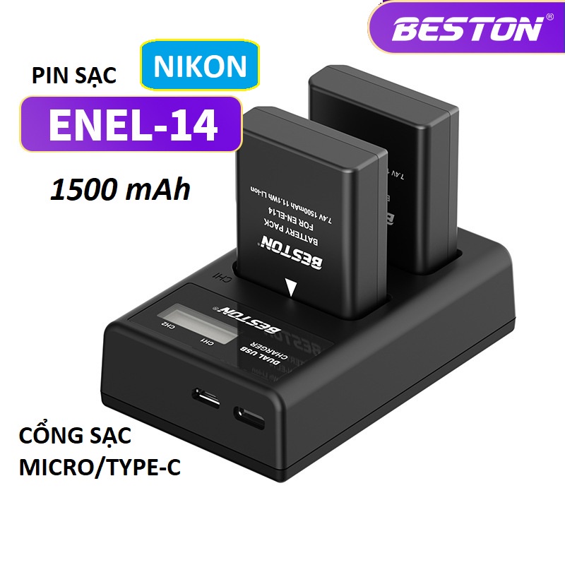 Bộ Sạc Pin BESTON EN-EL14 1500mAh Dùng Cho Máy Ảnh Nikon D3100 D3200 ...
