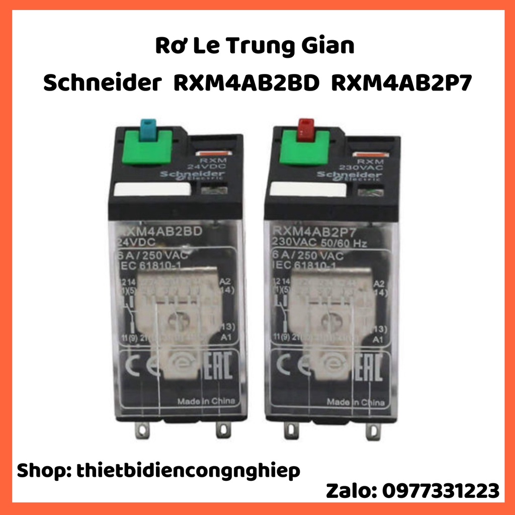 Rơ Le relay Trung Gian Schneider 14 chân dẹt RXM4AB2BD RXM4AB2P7 ...