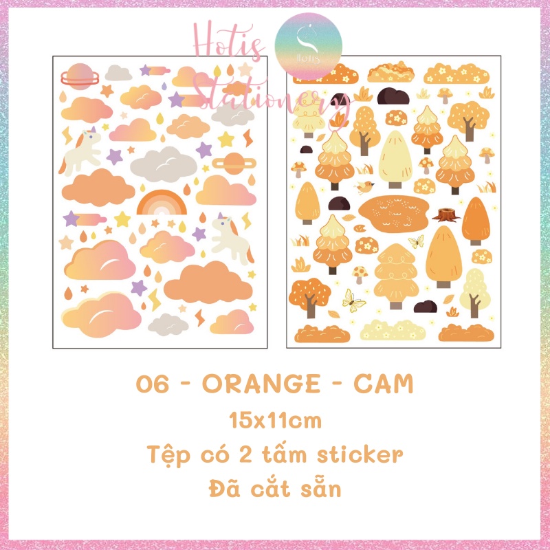[HOTIS] Sticker cây cỏ, đám mây Cloud Word trang trí card, toploader ...