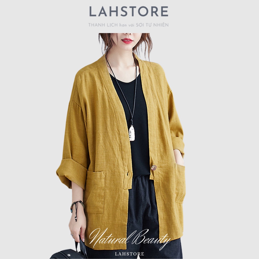 Áo khoác nữ mỏng LAHSTORE vải linen thô premium thiết kế tối giản sang ...