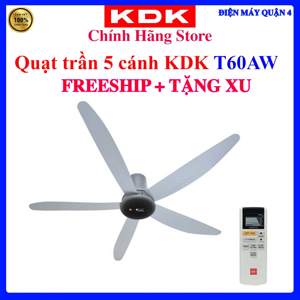 Quạt Trần KDK T60AW (SIL) Bạc, 5 cánh Hàng chính hãng | Shopee Việt Nam