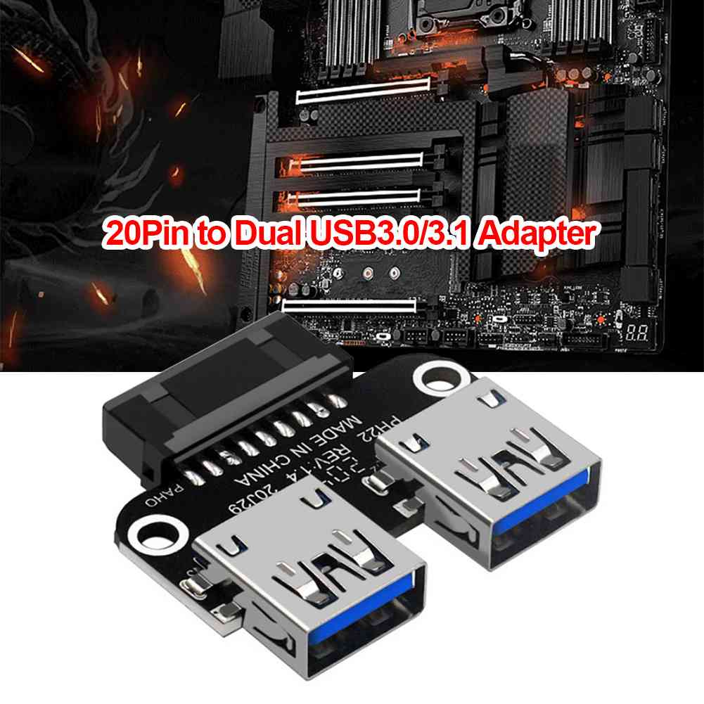 USB 3.0 Motherboard Adapter USB 3.0 19 20 Pin Female to Dual USB 3.0 ...