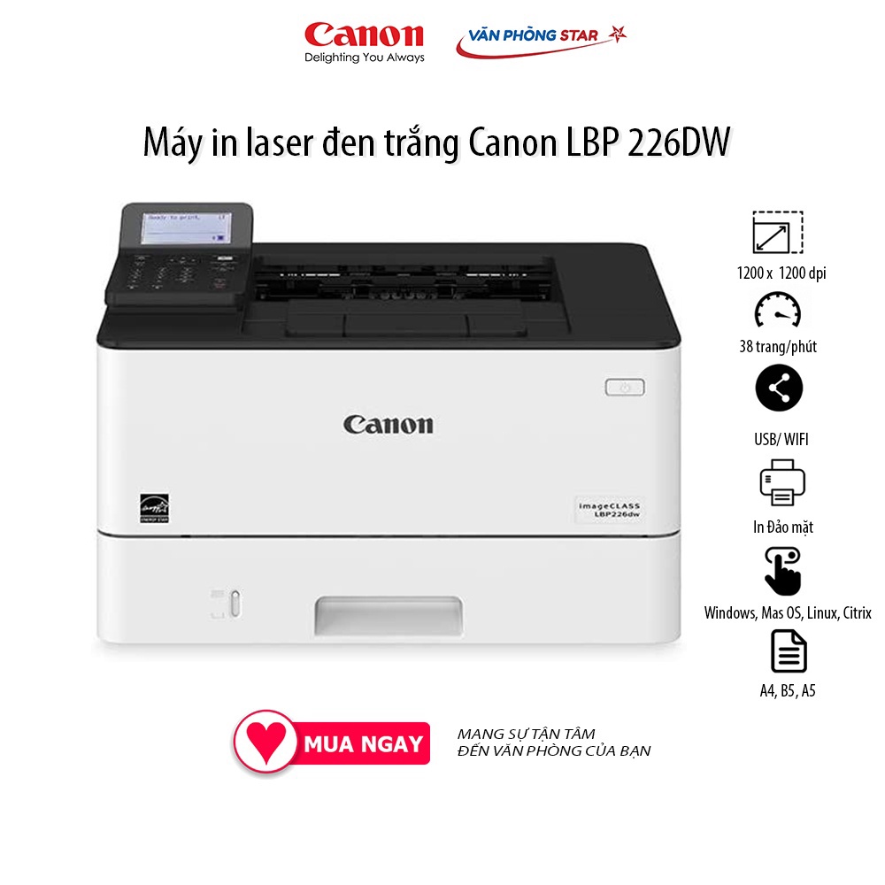 Máy in laser đen trắng Canon LBP 226DW mới 100% tốc độ 38 trang/phút độ ...